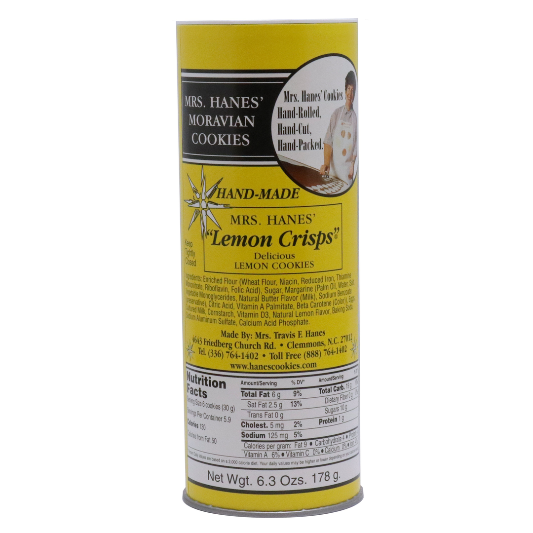 6.3 oz Tube of Lemon Crisps – Mrs. Hanes' Moravian Cookies